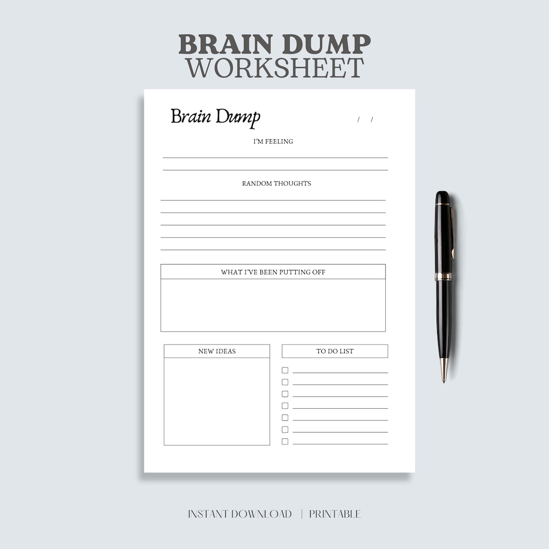 Brain Dump Template | Brainstorm Worksheet, Mind Declutter, Debrief ...