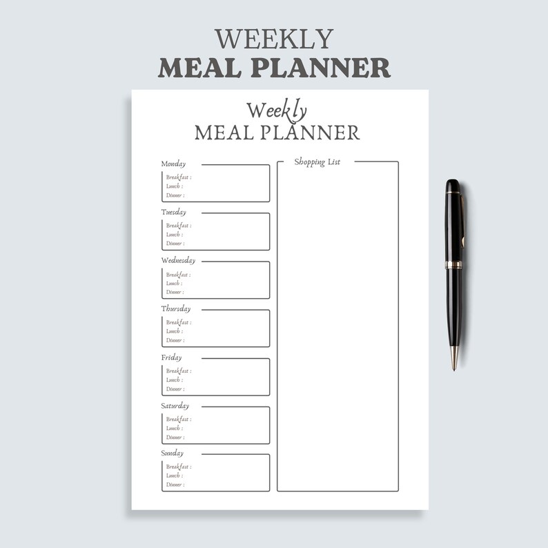 Weekly Meal Planner | 7 Day Menu Planner, Food Planner, Meal Prep ...