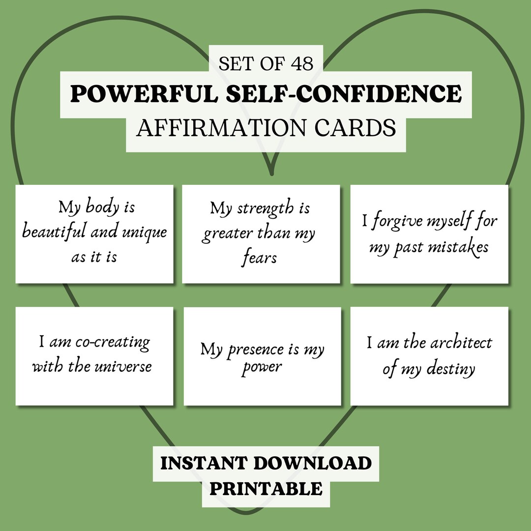 Powerful Daily Self Confidence Affirmation Cards | Set of 48 ...