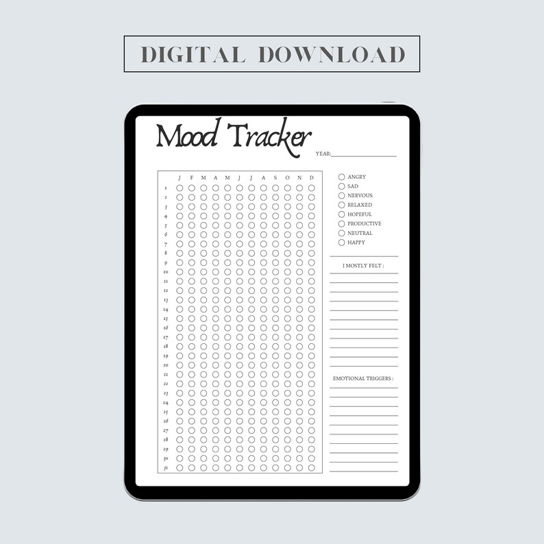 Mood Tracker | Emotion Tracker, Habit Tracker, Emotions Template ...