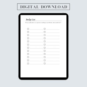 Bucket List Template | Life Goals, Check List, Printable Template, Wish ...