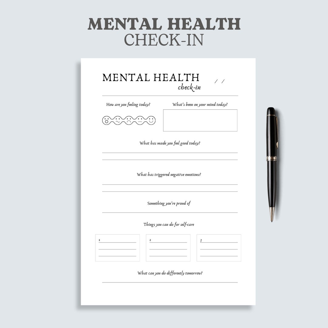Mental Health Check-in | Mental Health Worksheet, Therapy, Counselling ...