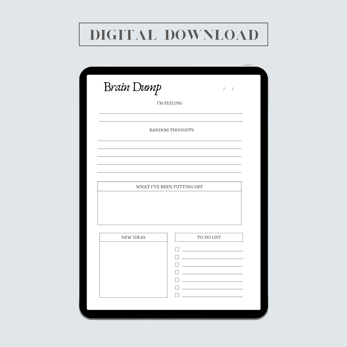 Brain Dump Template | Brainstorm Worksheet, Mind Declutter, Debrief ...