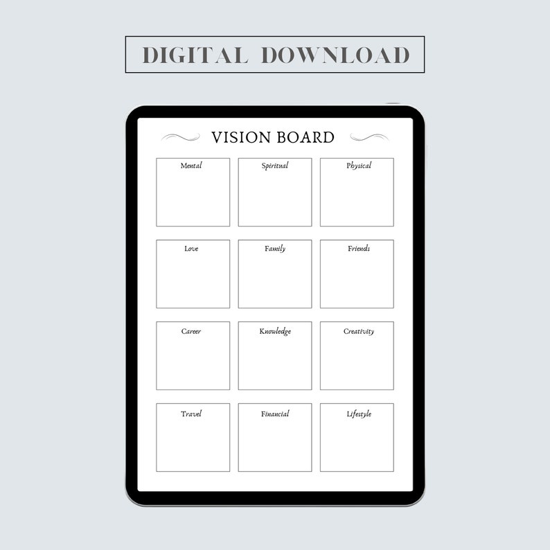 Vision Board Template | Goal Planner, Manifestation, Visualisation ...