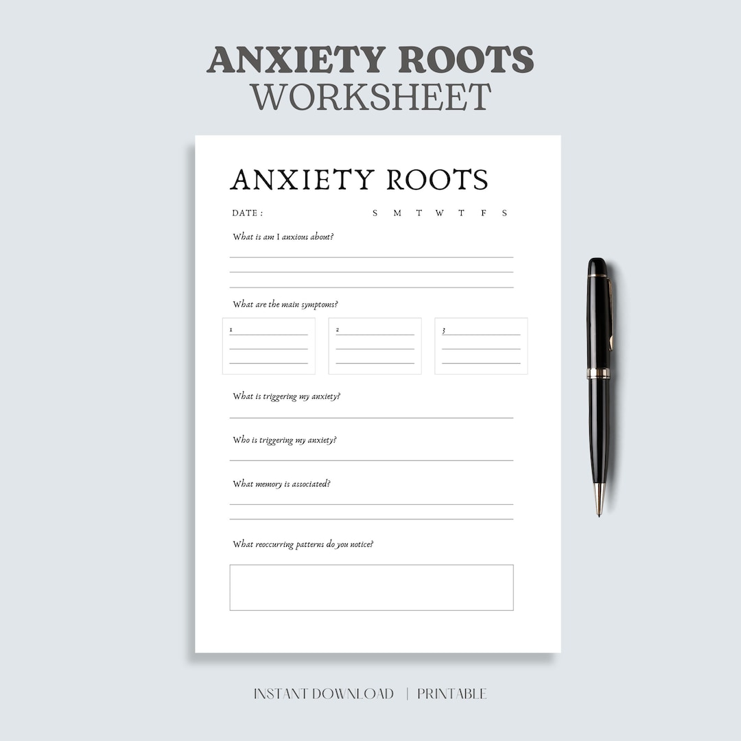 Anxiety Roots Worksheet | Anxiety Tracker, Anxiety Planner, Self Care ...