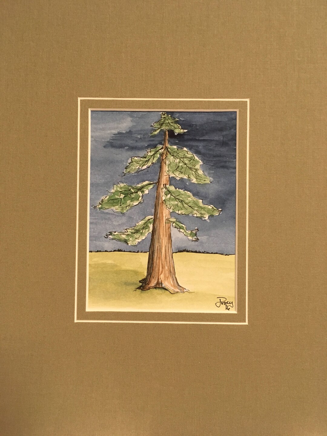Art Pine Tree Farm Scene Original Art Watercolor Standing Ahead of the ...