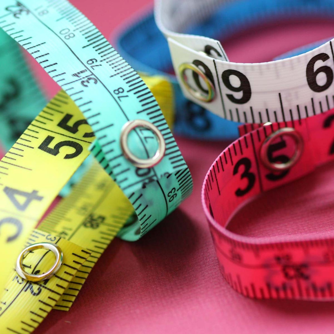 Five Pack of Tape Measure Bracelets in Various Colors - Statement ...