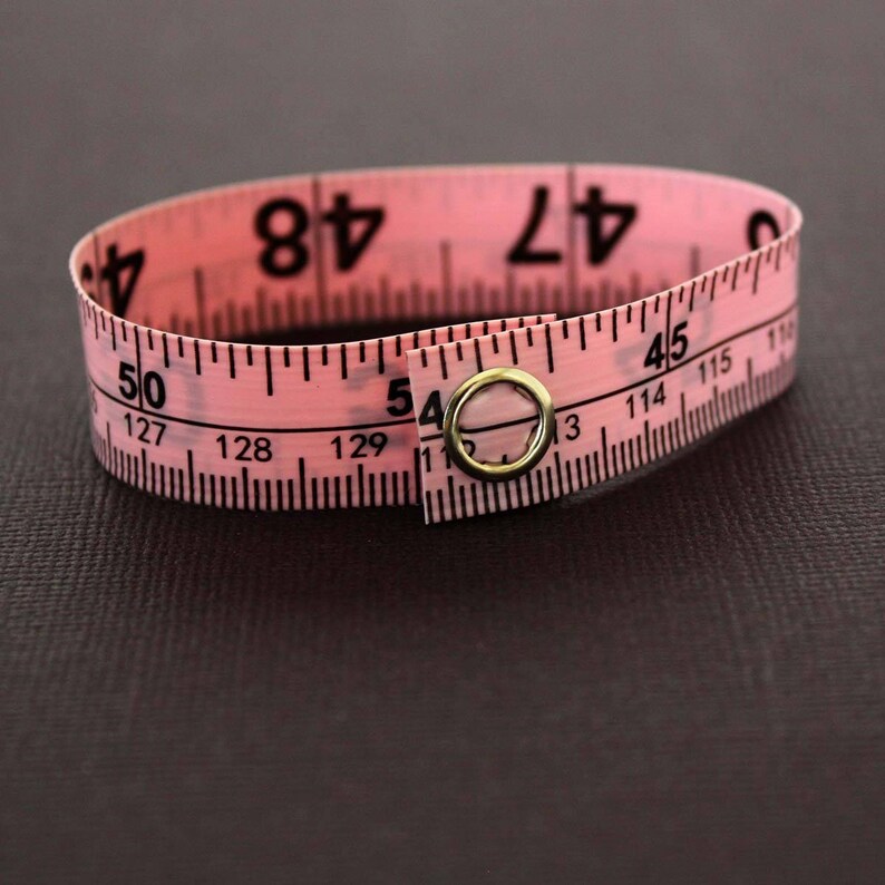 Tape Measure Jewelry Set in Light Pink - Earrings and Bracelet ...