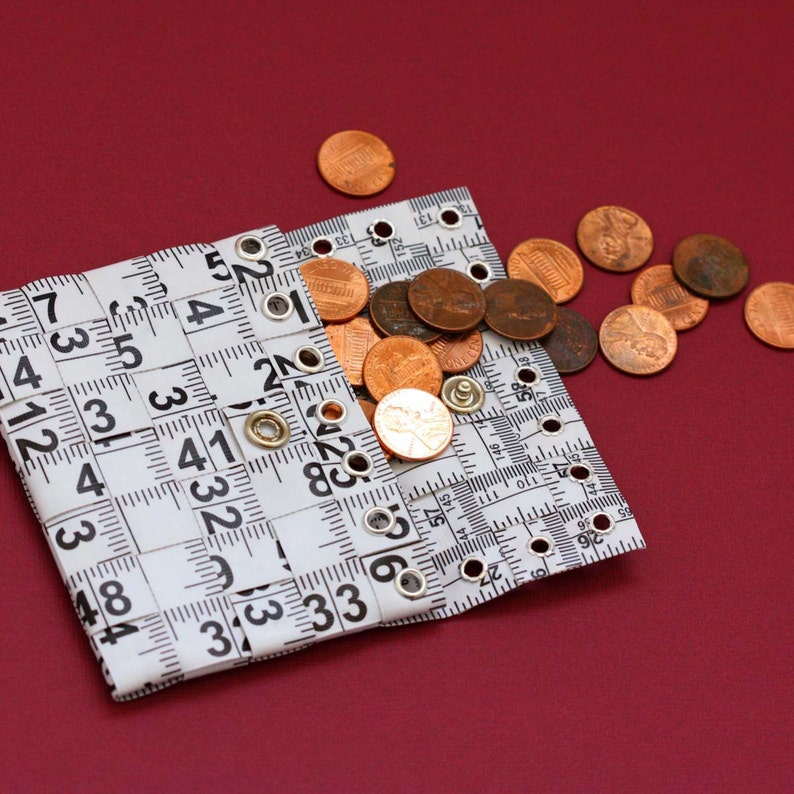 Tape Measure Coin Pouch in White - Coin Purse or Wallet Created With ...