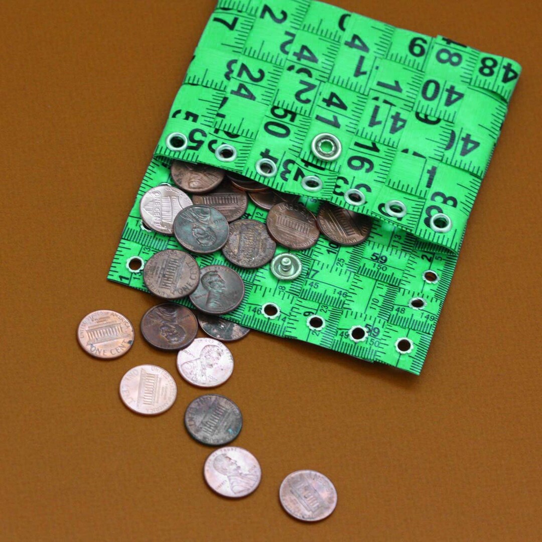 Tape Measure Coin Pouch in Green - Coin Purse or Wallet Created With ...