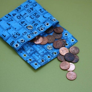 Tape Measure Coin Pouch in Blue - Coin Purse or Wallet Created With ...