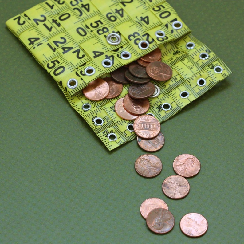 Tape Measure Coin Pouch in Bright Yellow - Coin Purse or Wallet Created ...