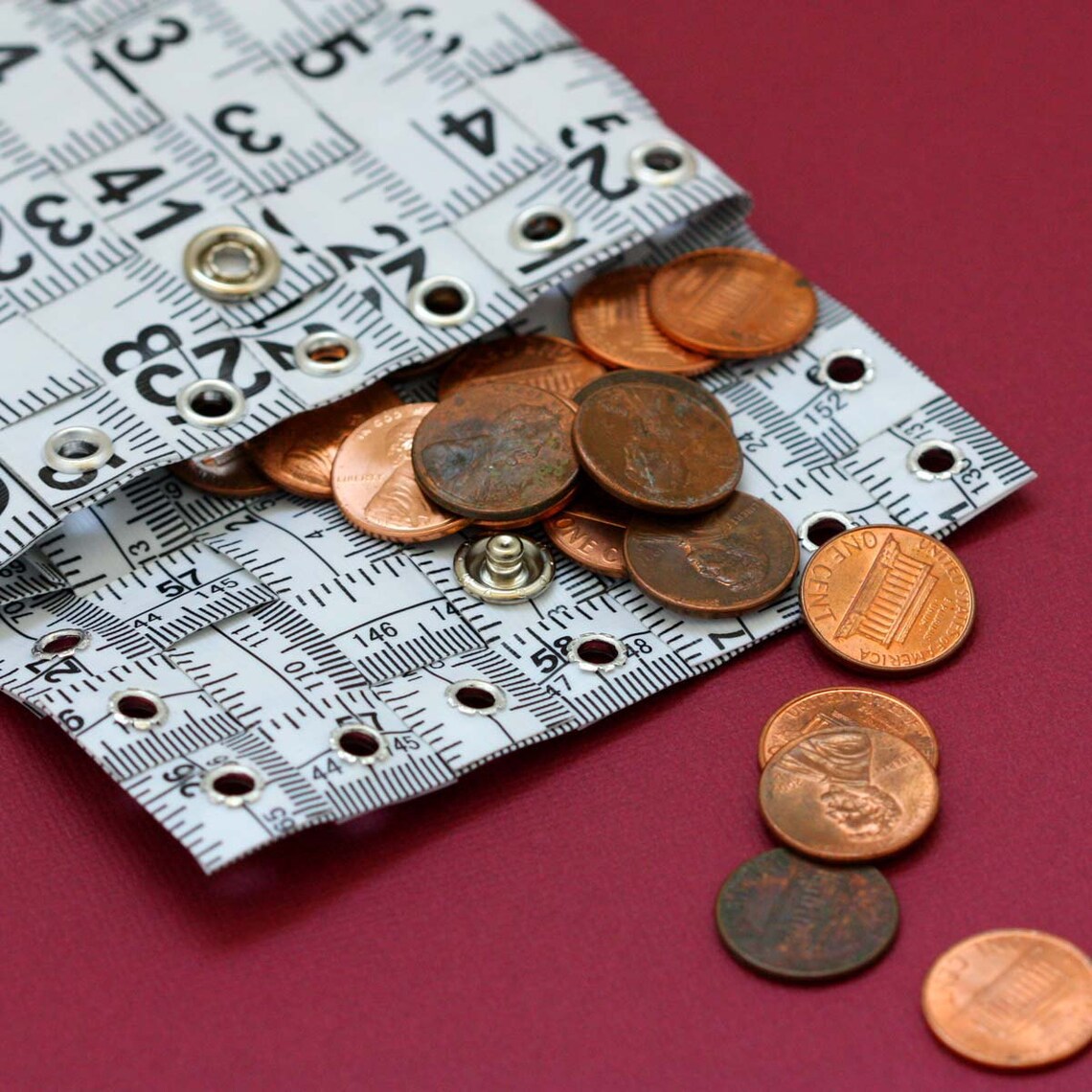 Tape Measure Coin Pouch in White - Coin Purse or Wallet Created With ...