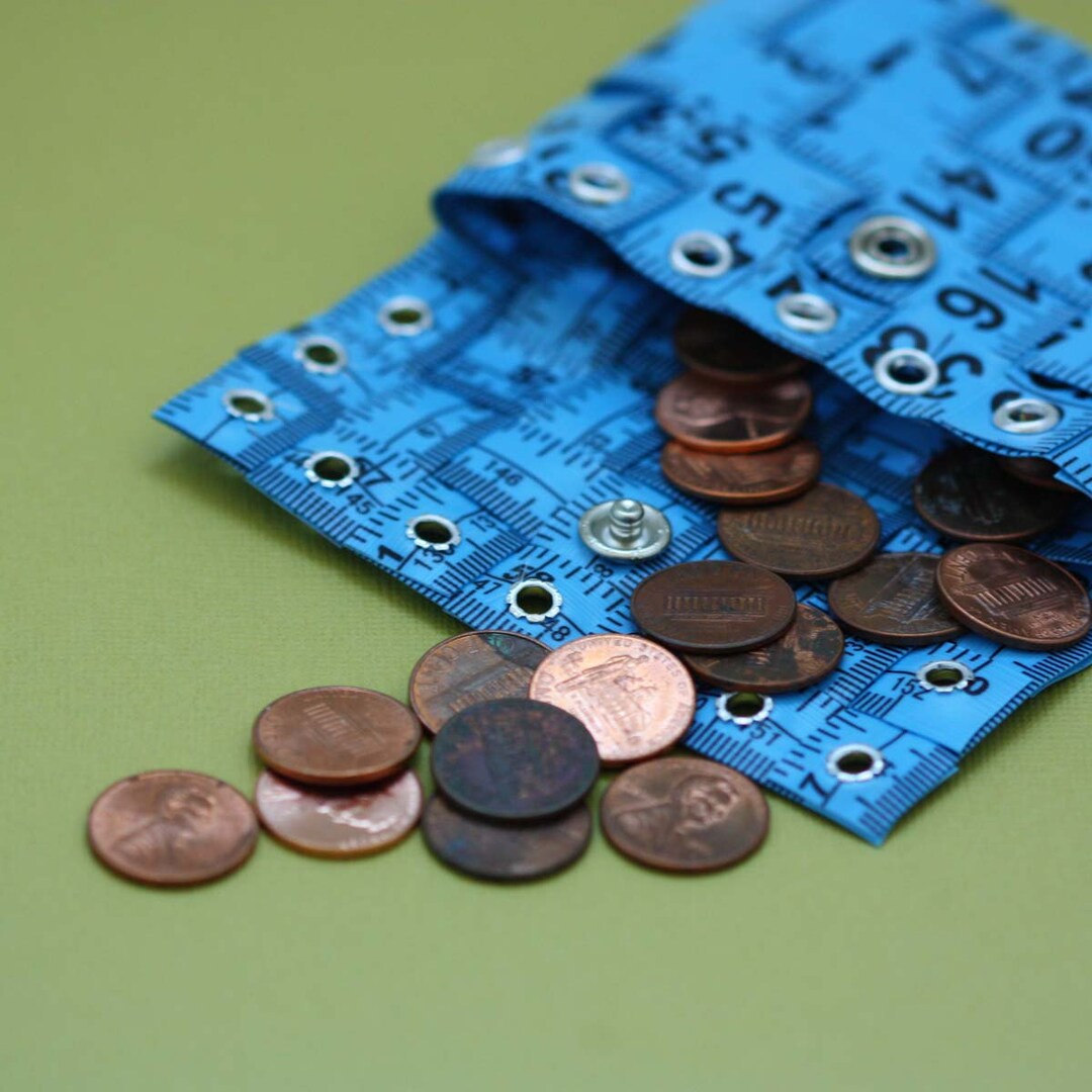 Tape Measure Coin Pouch in Blue - Coin Purse or Wallet Created With ...