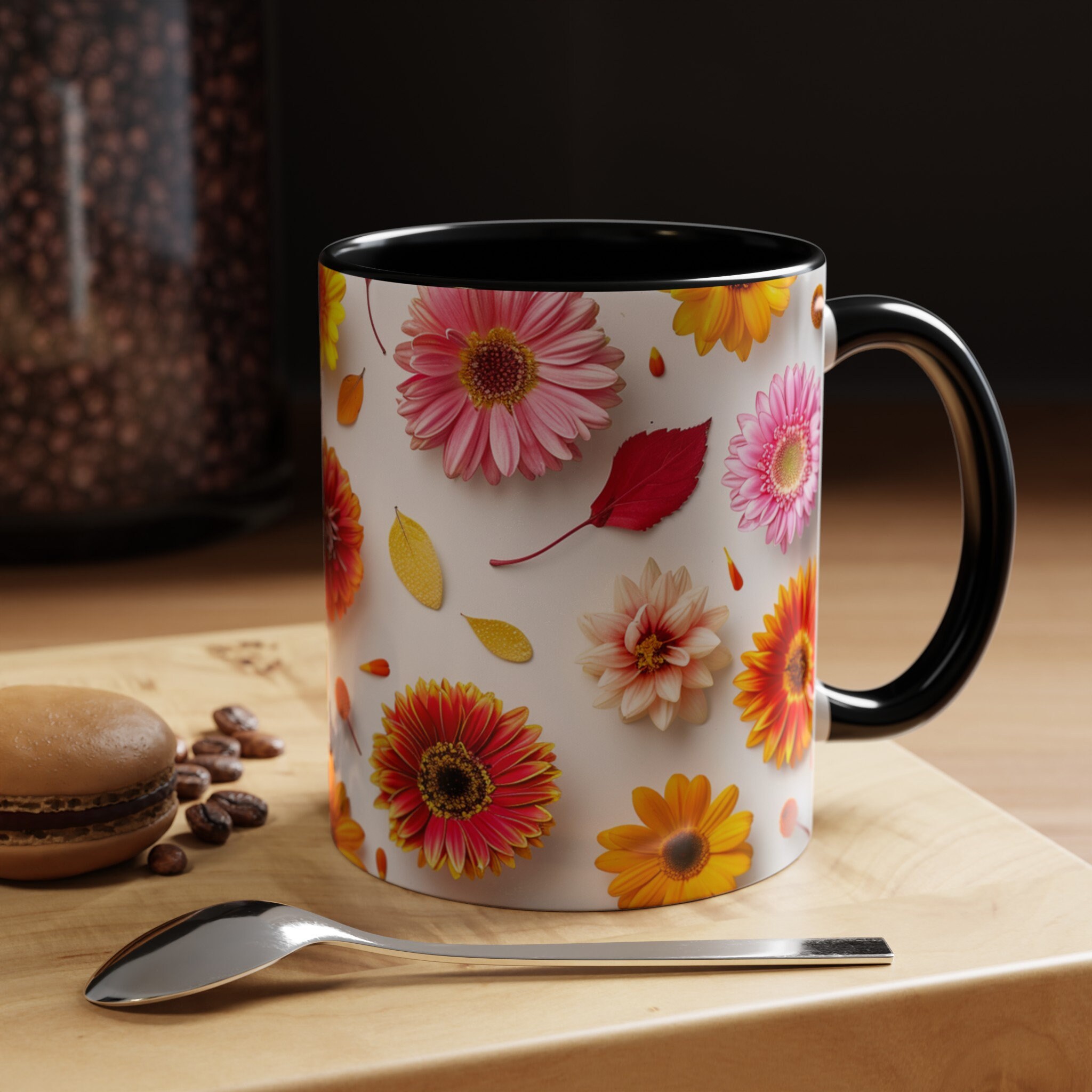 Pressed Flowers Mug, Boho Wildflowers Cottagecore Coffee Mug, Flower ...