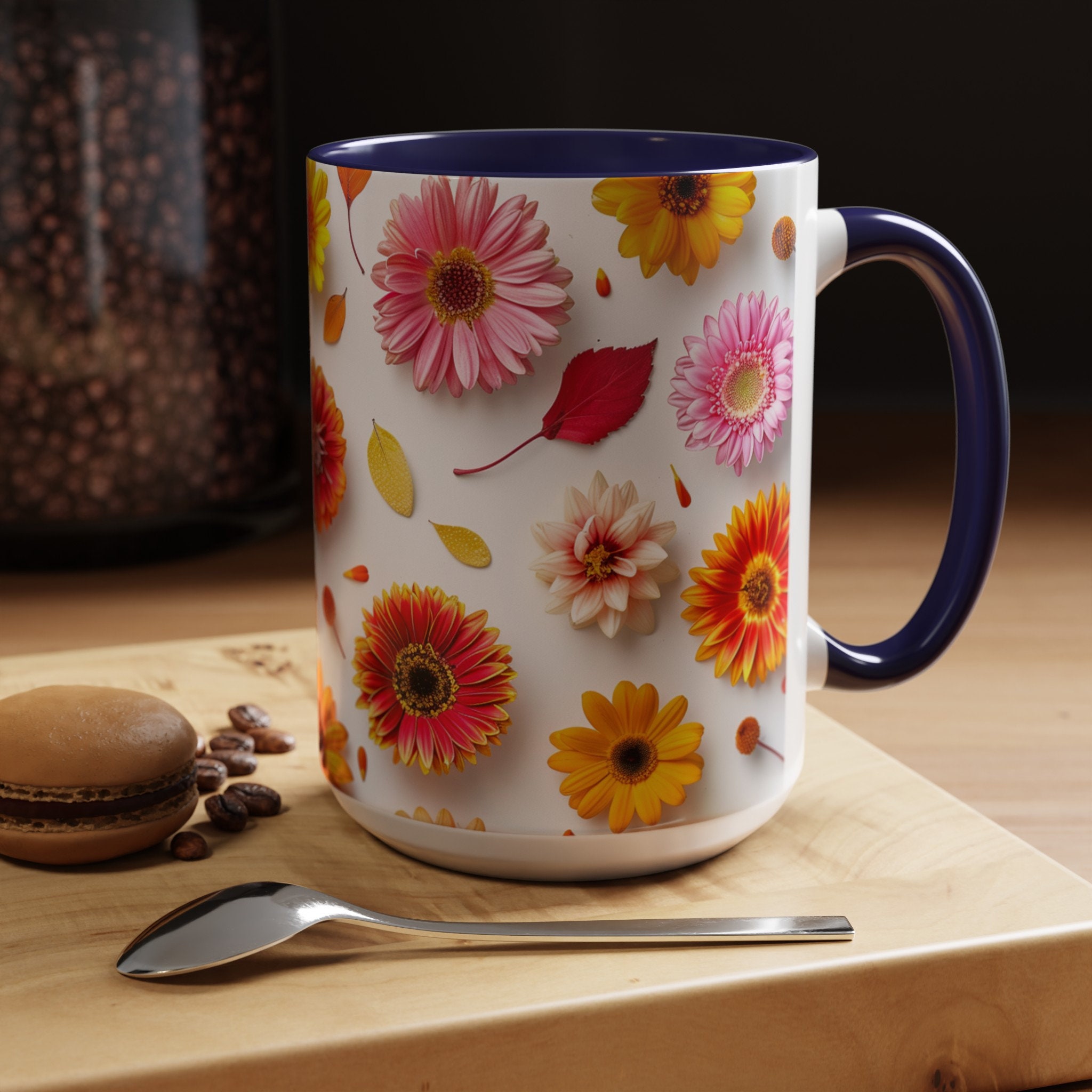 Pressed Flowers Mug, Boho Wildflowers Cottagecore Coffee Mug, Flower ...