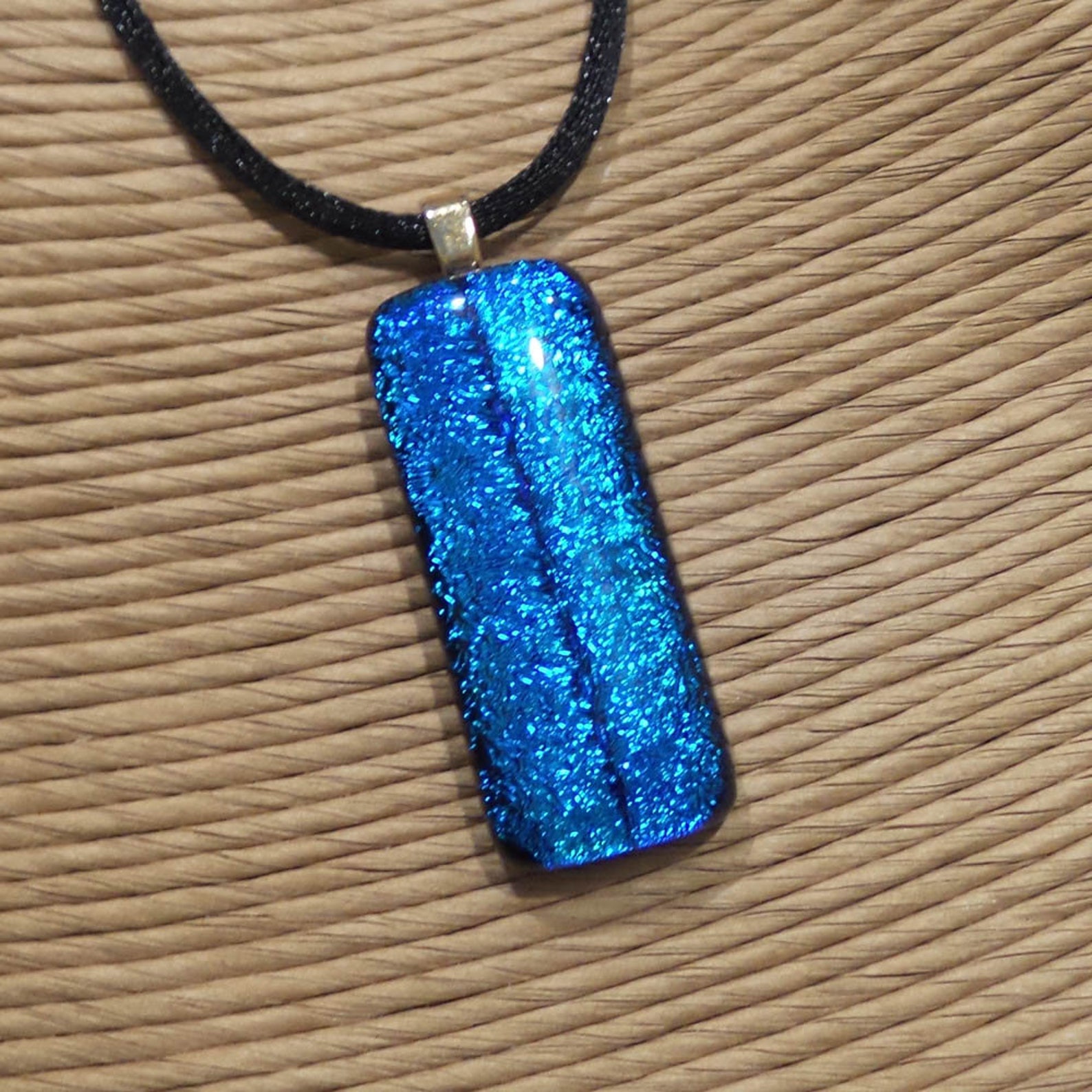 Dichroic Blue Necklace for Her Modern Statement Fused Glass | Etsy