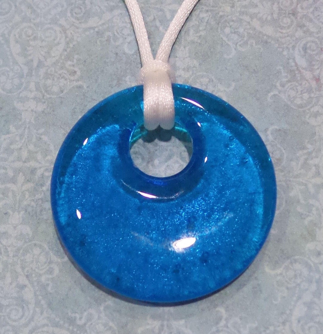 Transparent Turquoise Blue Pendant, Aqua Blue, Seaside Blue, Fused ...