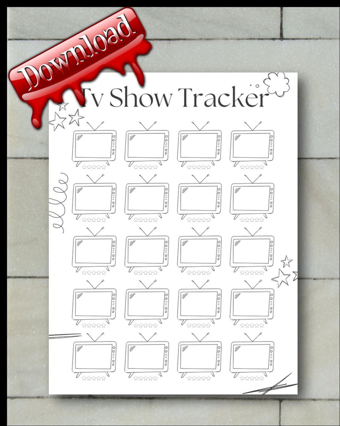 TV Shows Tracker Monthly Printable Journal Page PDF, Premade Bullet ...