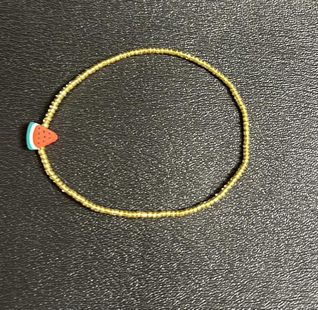 Al-bireh Bracelet Gold Seed Bead Bracelet Watermelon Charm Jewelry ...