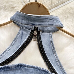 Denim Halter Top Mini Skirt Set - Etsy