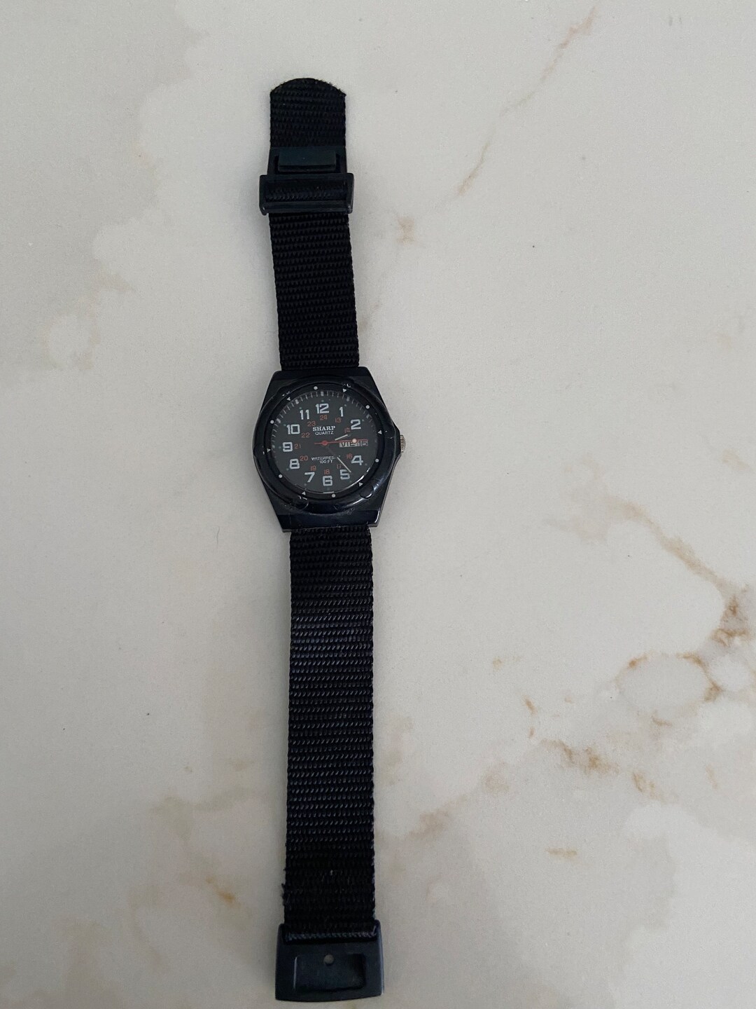 Men's Vintage Sharp Quartz Analog Day Date Black Sports Watch W/new ...