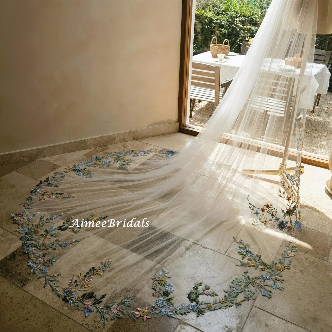 Green Floral Lace Detachable Train for Wedding Dress, Garden Outdoor ...