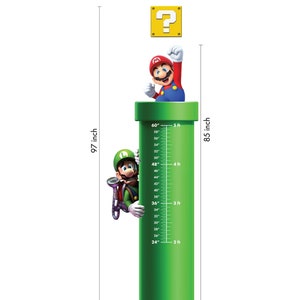 Peel and Stick Super Mario Bros Wall Decal Luigi Growth Chart Wall Art ...