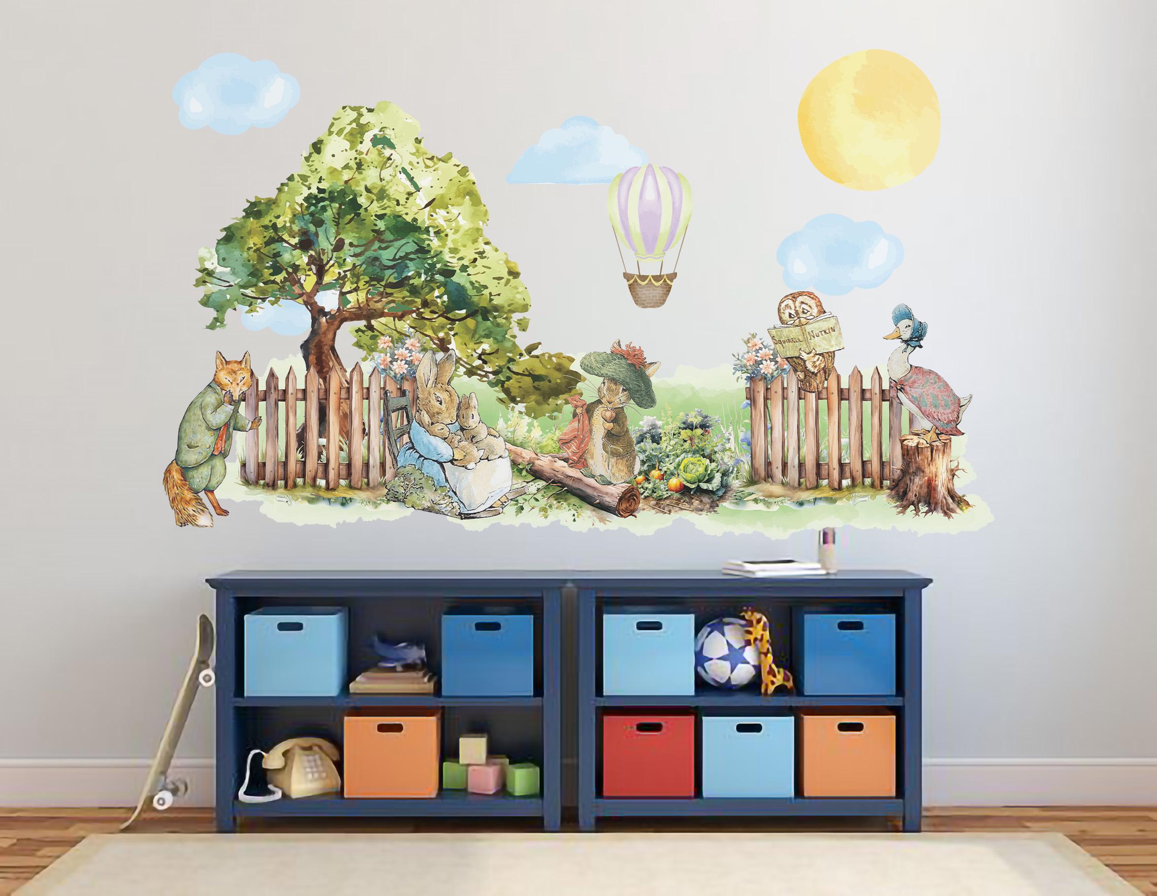 Removable Vinyl Rabbit Wall Decal Peter Wall Sticker for Kid Room Decor ...