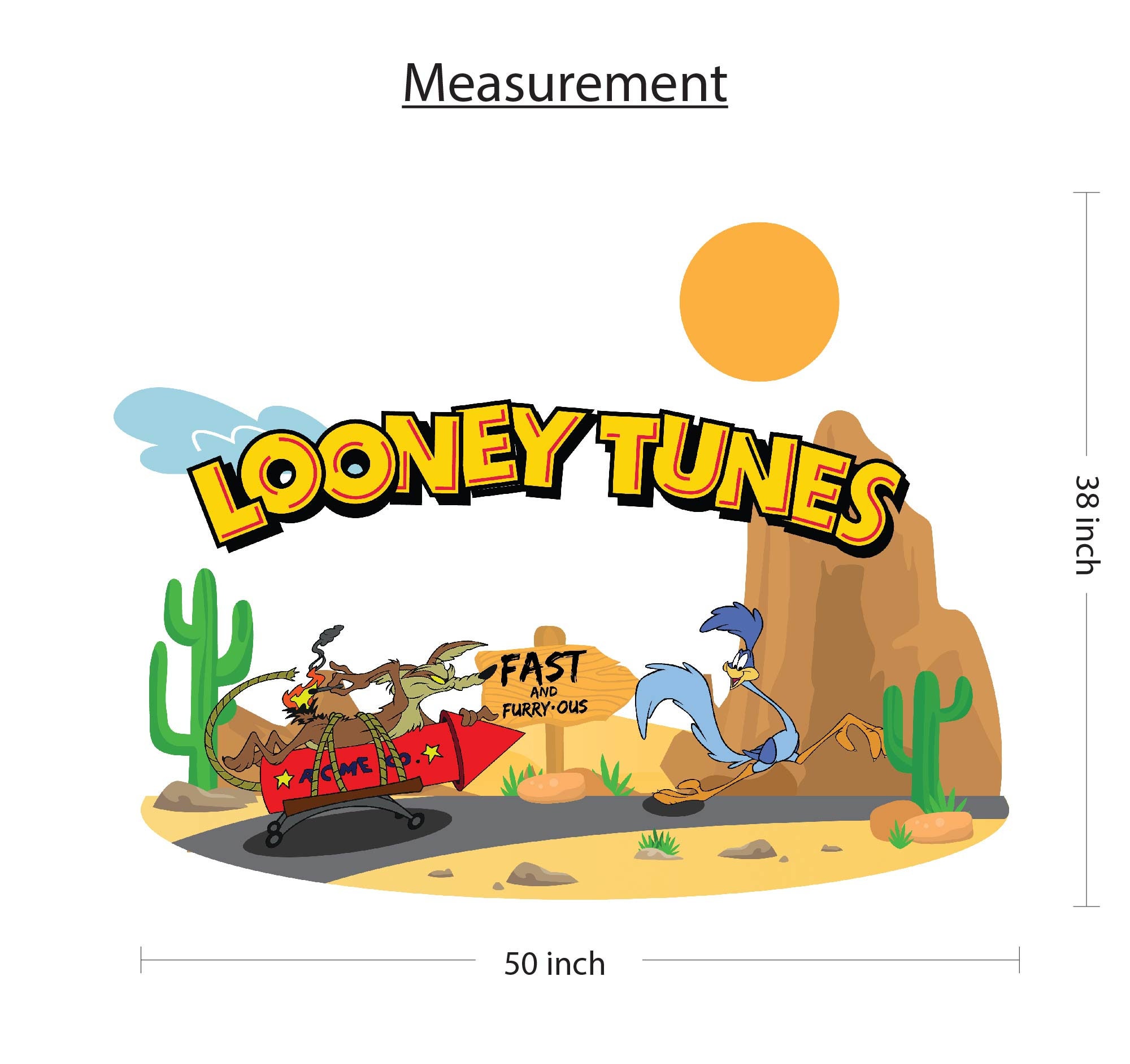 Looney Tunes Wall Decal: Road Runner & Wile E. Coyote, Removable ...