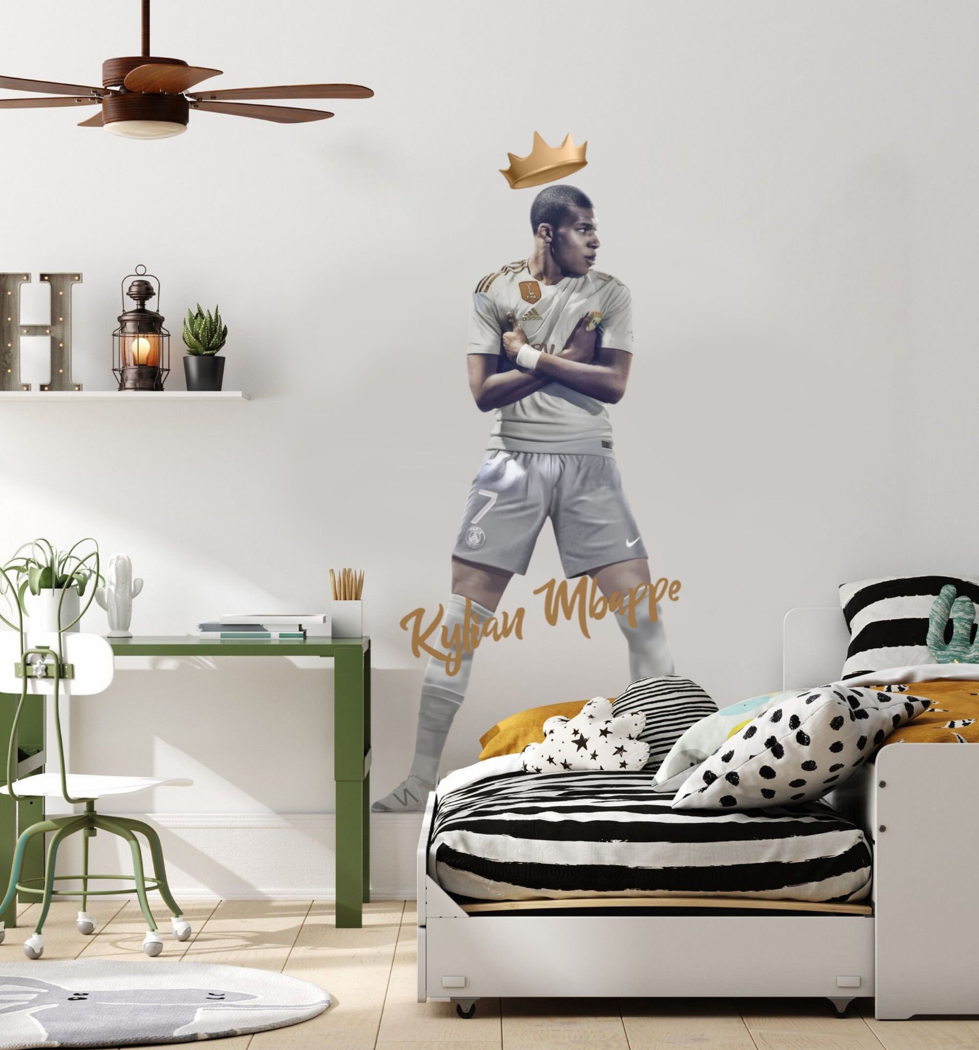 Peel and Stick Kylian Mbappe Wall Decal Mbappe Wall Art Football Wall ...
