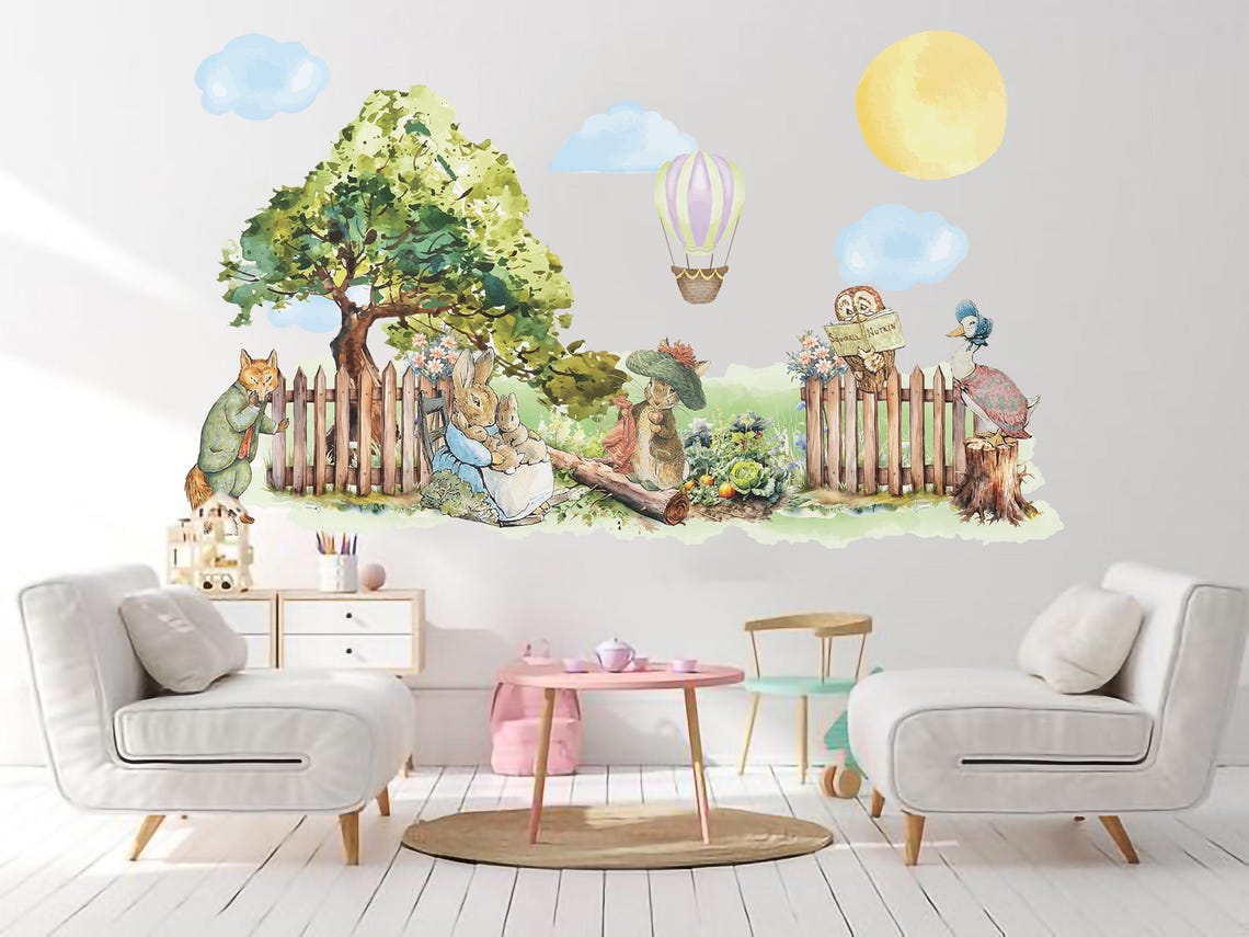 Removable Vinyl Rabbit Wall Decal Peter Wall Sticker for Kid Room Decor ...