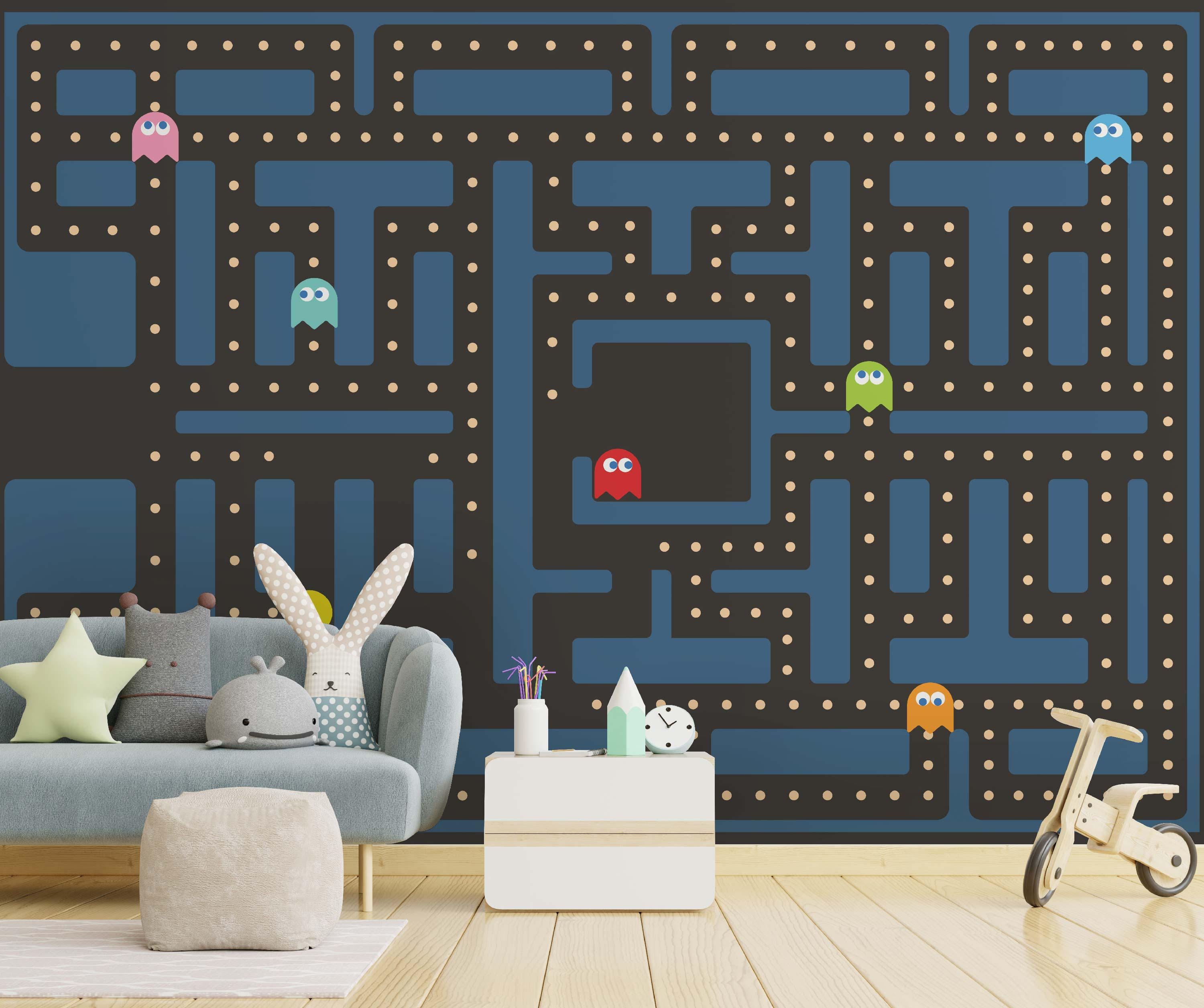 Removable Vinyl Retro Arcade Wallpaper Video Games Wall Art Study Room ...