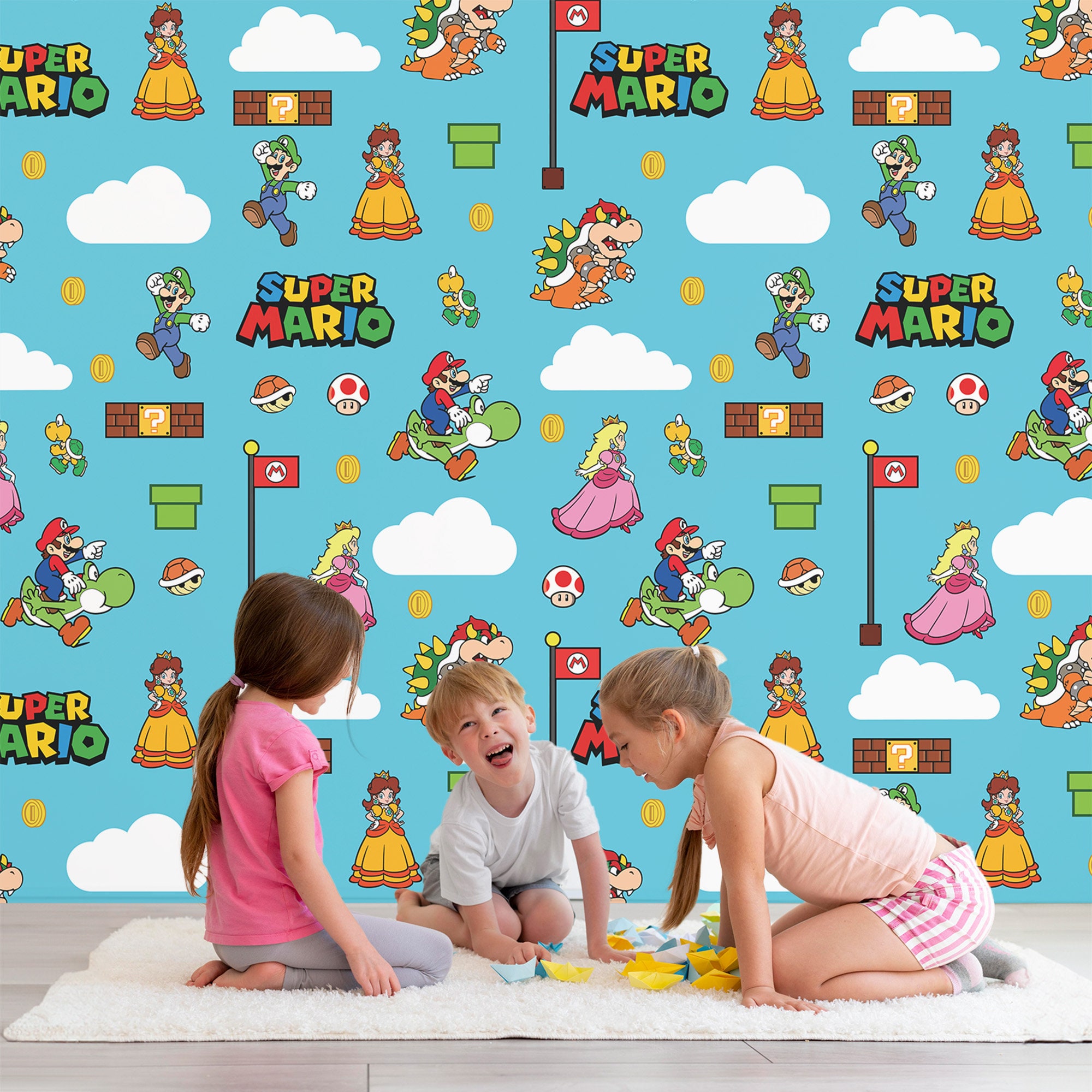 Super Mario Wallpaper Nintendo Games Wall Art for Playroom Decoration ...