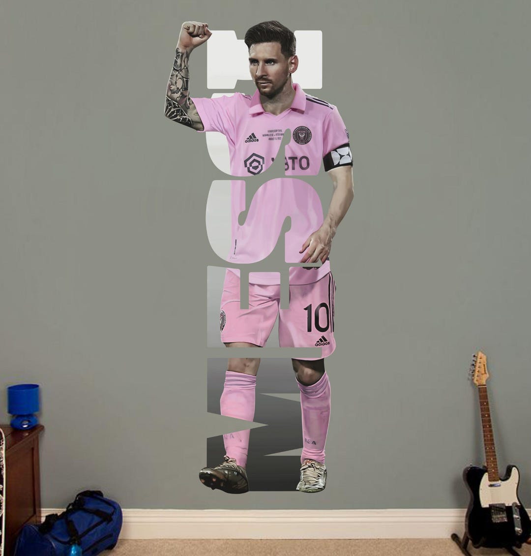 Messi Wall Decal, Peel and Stick Football Wall Art (65x26 Inches) - Etsy