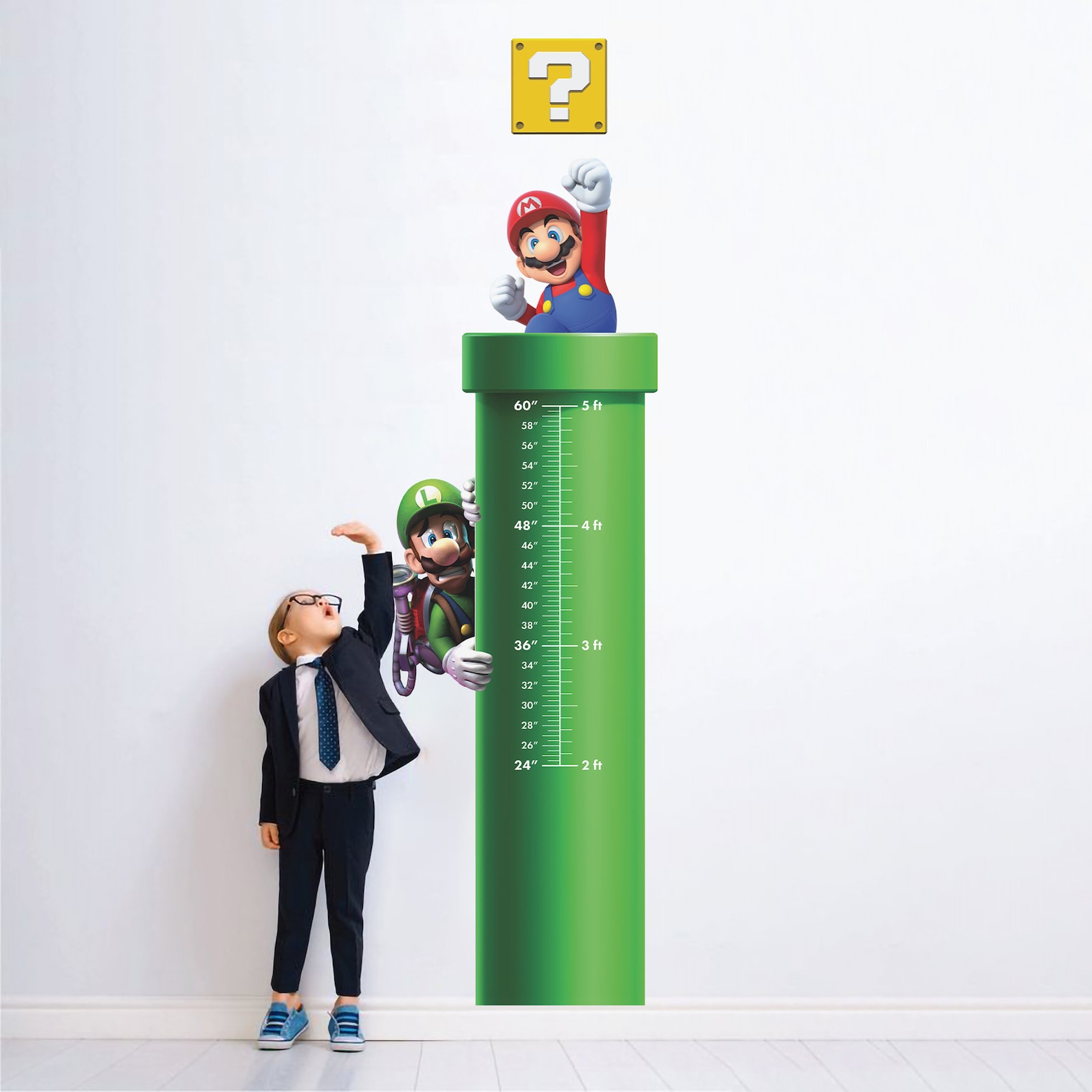 Peel and Stick Super Mario Bros Wall Decal Luigi Growth Chart Wall Art ...