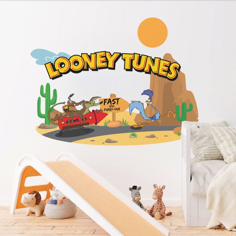 Looney Tunes Wall Decal: Road Runner & Wile E. Coyote, Removable ...