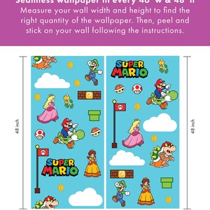 Super Mario Wallpaper Nintendo Games Wall Art for Playroom Decoration ...