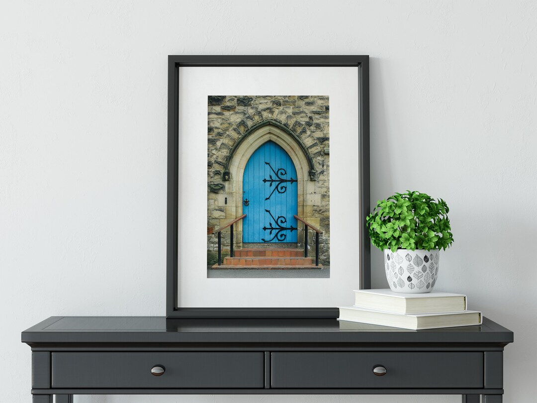 Welsh Blue Church Door Art Print, Beddgelert Wales - Etsy