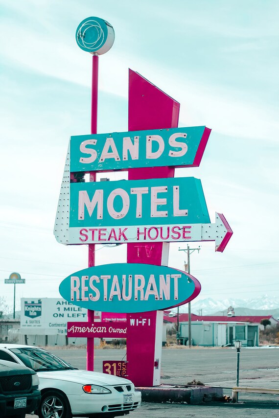 Sands Motel Retro Sign Photography Mid Century Modern Pop Art | Etsy