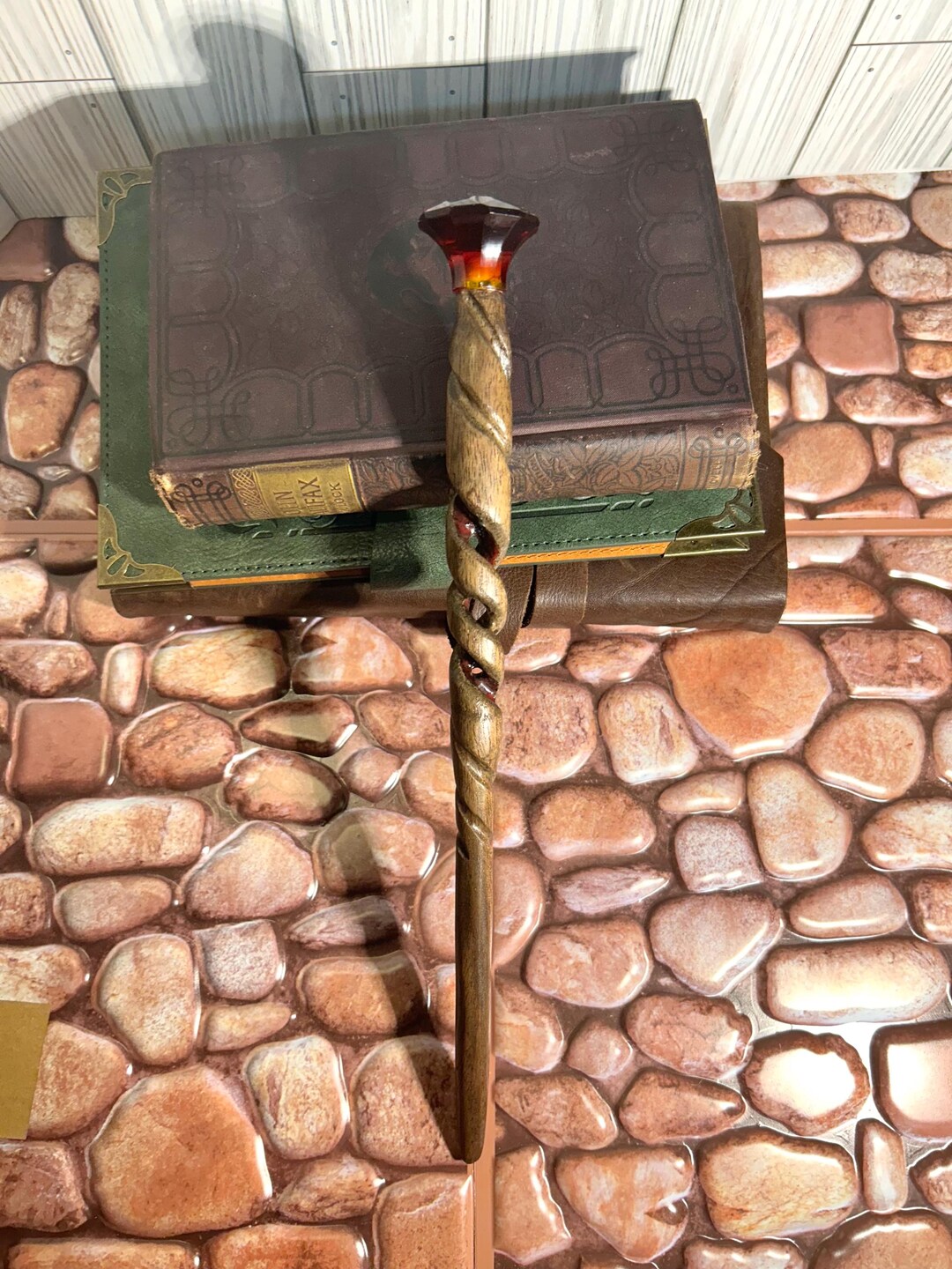 Fire Stone Wand 12.25 Inches. Made From Mohogany Wood With a Faux Red ...