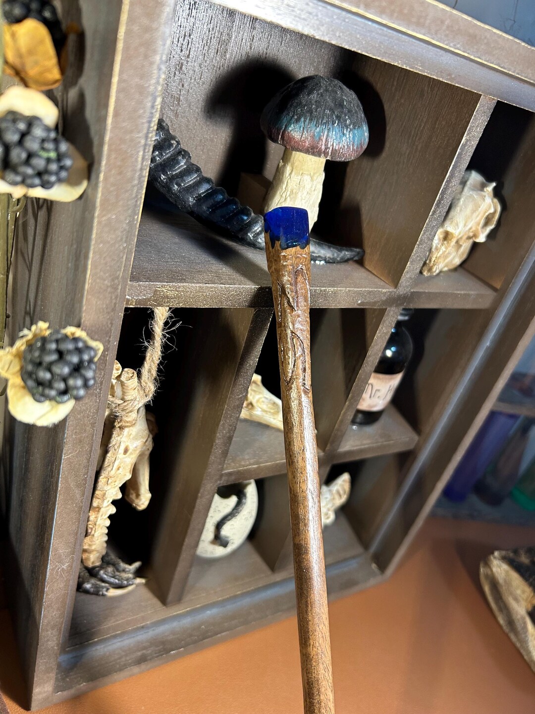 Spirt Blue Magic Wand 12 Inches Mohogany Wood Witches Wand Fantasy Wand ...