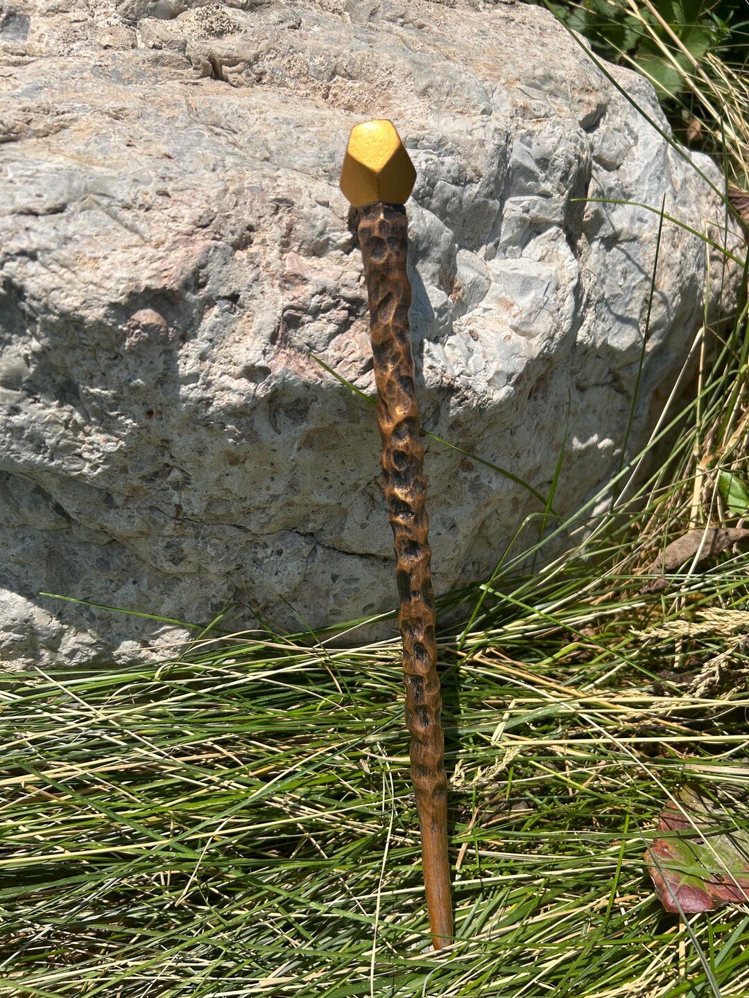 Golden Rod Wizard Wand 13in | Cherry Wood | Wooden Wand | Witches Wand ...