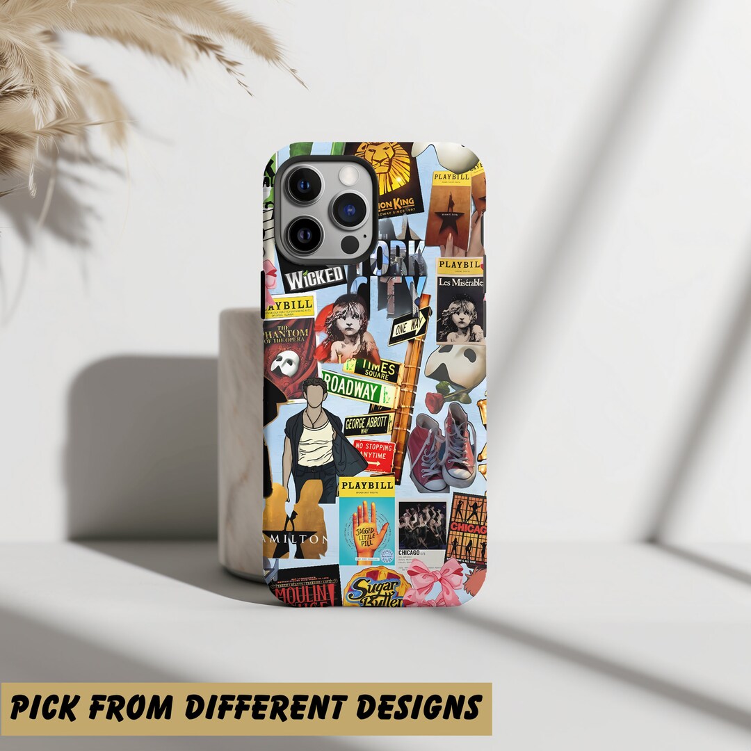 Broadway Musical Collage Phone Case , Theatre Playbill Art, Hamilton ...