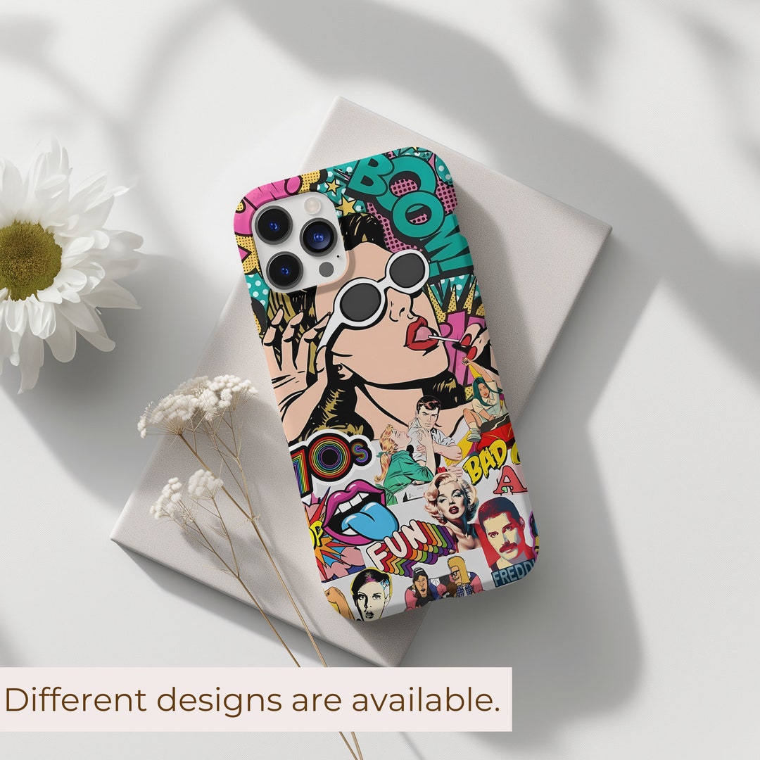 Retro Pop Art Phone Case, 70s Vibe Comic Style Cover, Fun Colorful ...