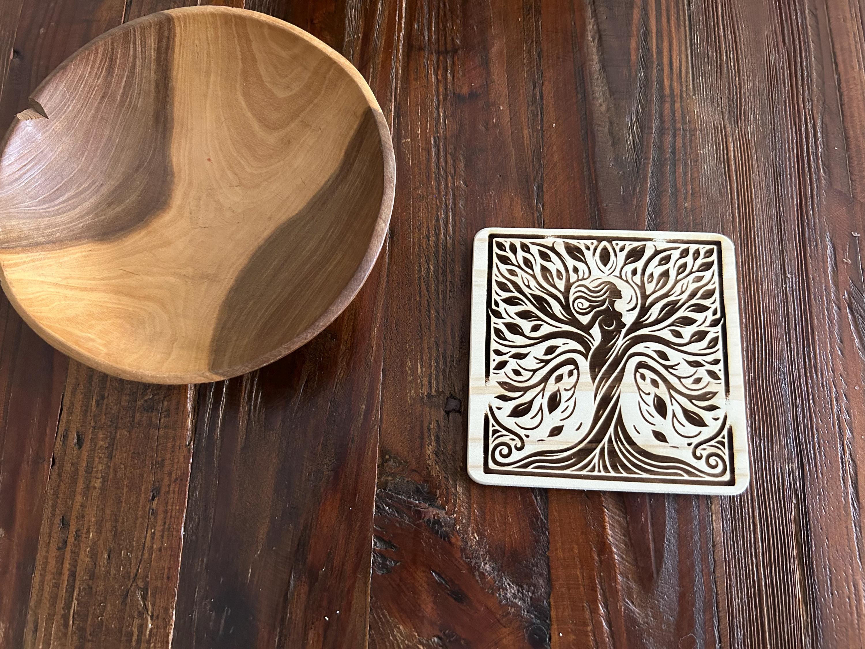 Set of 4 Tree of Life Wood Coasters – Laser Engraved Wooden Coasters ...
