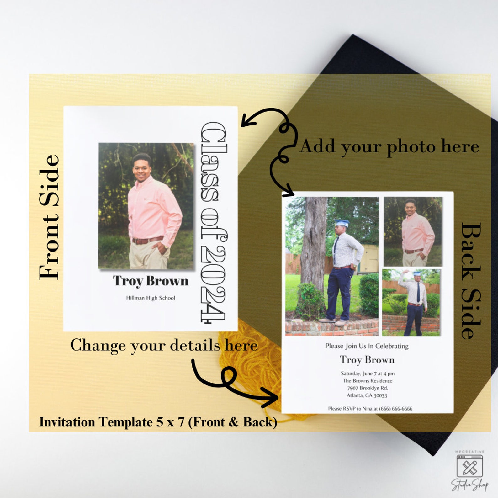 Graduation Party Invitation, Graduation Invitation Template, High ...