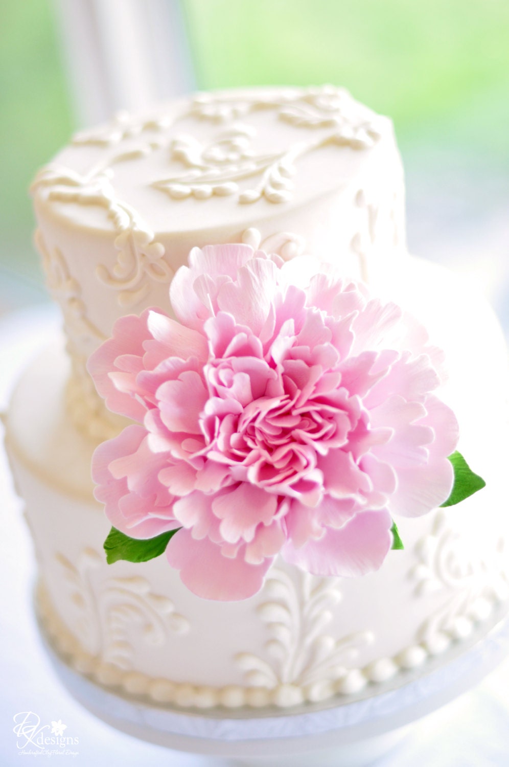 Made to Order Frilly Peony Clay Cake Flower with Leaves | Etsy
