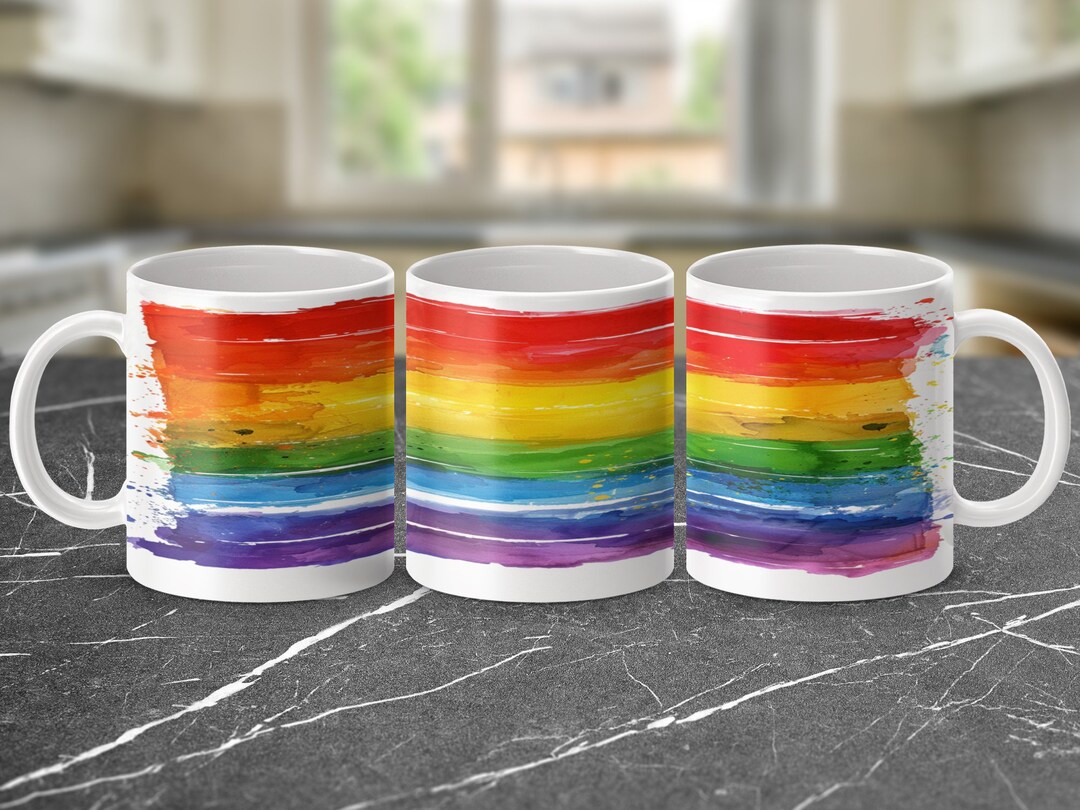 Rainbow Watercolor Mug, Colorful Pride Art, LGBTQ Support Gift, Unique ...