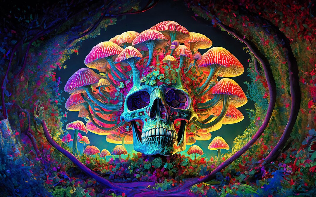 PSYCHADELIC SHROOM SKULL 1 - Etsy